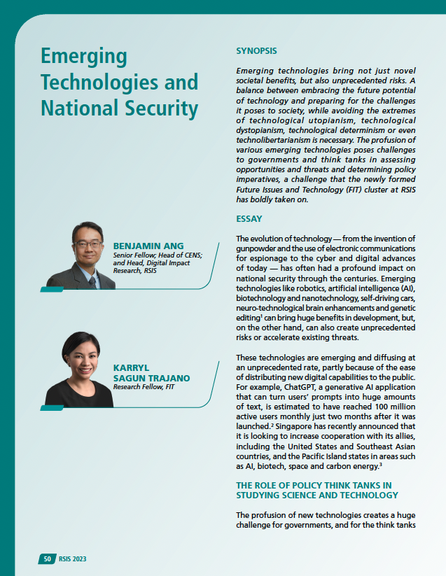 Emerging Technologies and National Security – Review of 2023 - RSIS